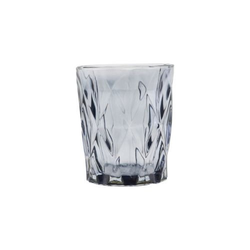 Lysglass sotet facet sort grått telysglass